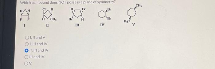 Solved Which compound does NOT possess a plane of symmetry? | Chegg.com