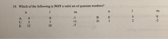Solved 19. Which of the following is NOT a valid set of | Chegg.com