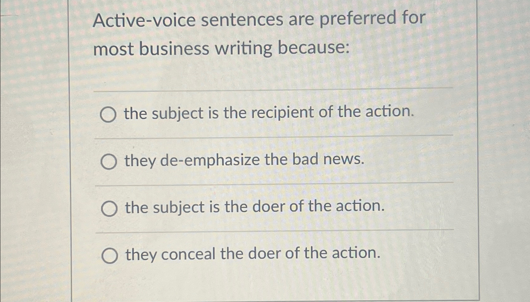Solved Active-voice sentences are preferred for most | Chegg.com