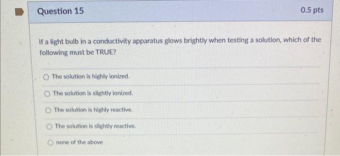Solved If a light bulb in a conductivity apparatus glows | Chegg.com