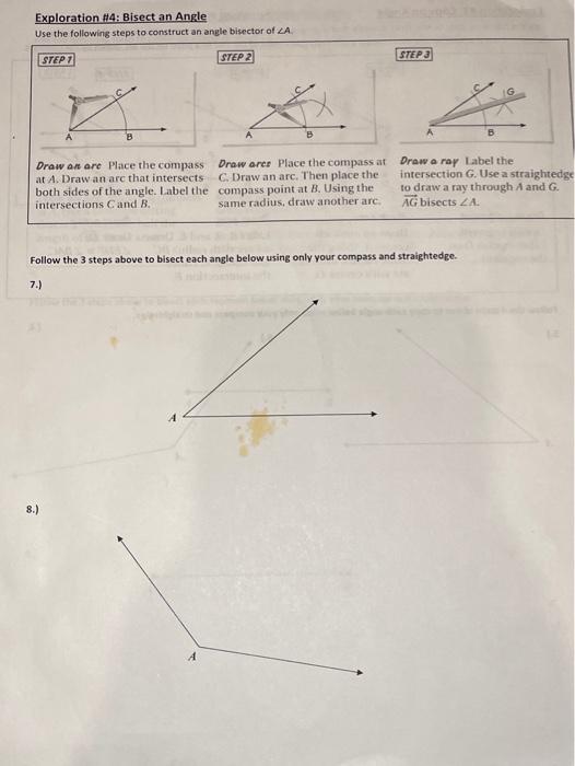 Solved Exploration 14: Bisect an Angle Use the following | Chegg.com