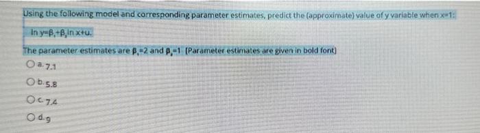 Solved Using the following model and corresponding parameter | Chegg.com