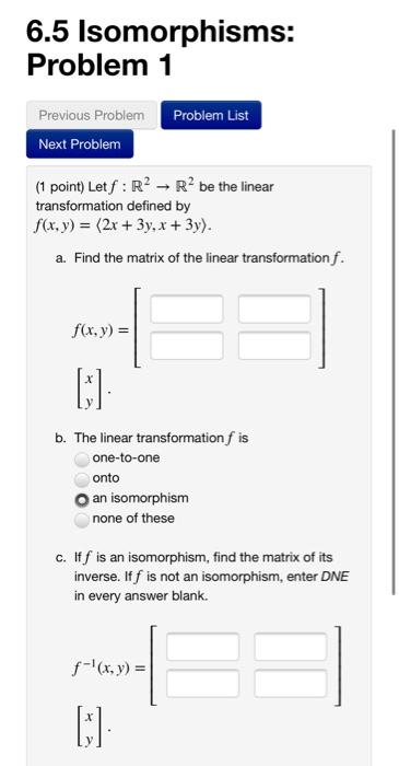 Solved 6.5 Isomorphisms: Problem 1 Previous Problem Problem | Chegg.com