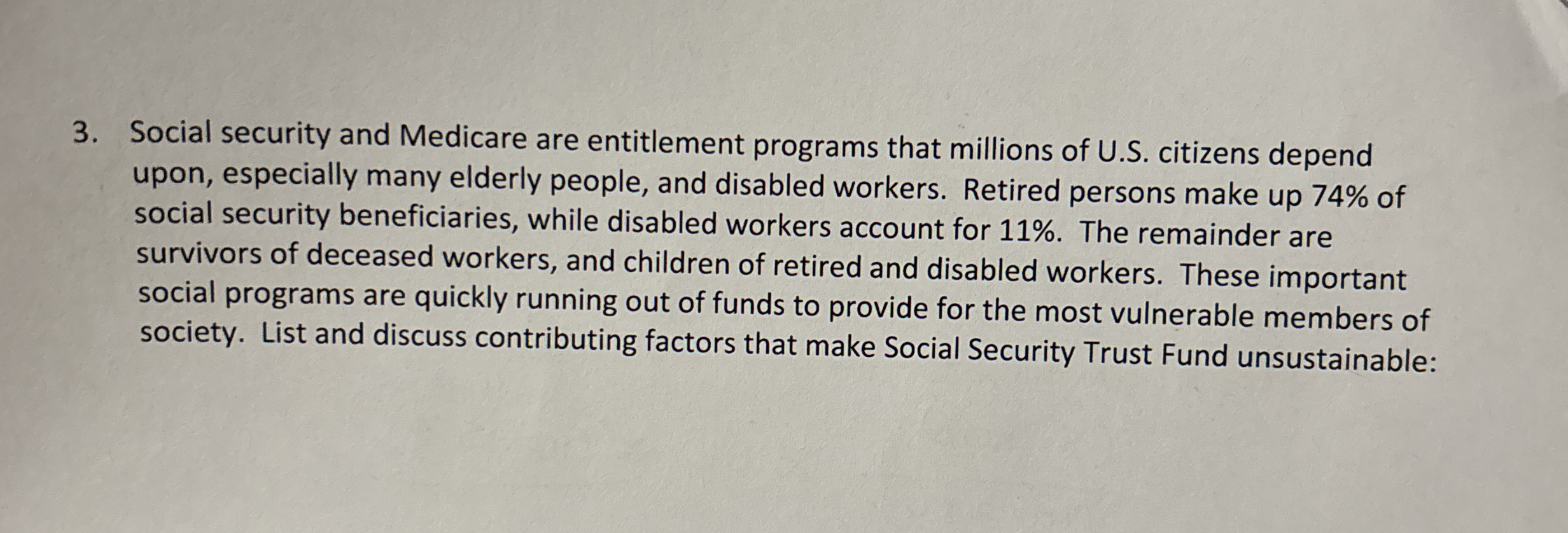 Solved Social security and Medicare are entitlement programs | Chegg.com