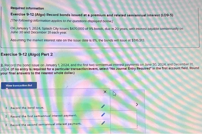 Solved Required information Exercise 9-12 (Algo) Record | Chegg.com