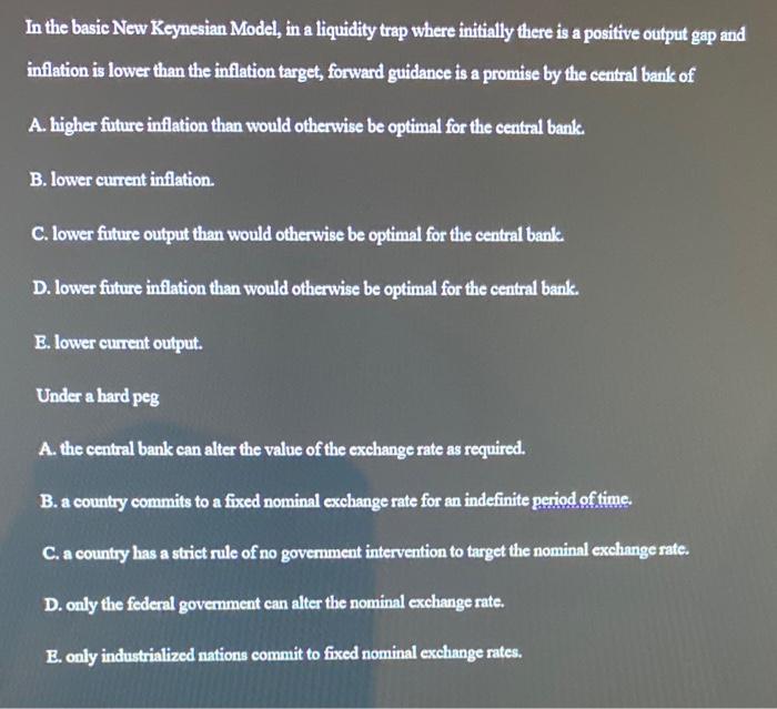 Solved In the basic New Keynesian Model, in a liquidity trap | Chegg.com