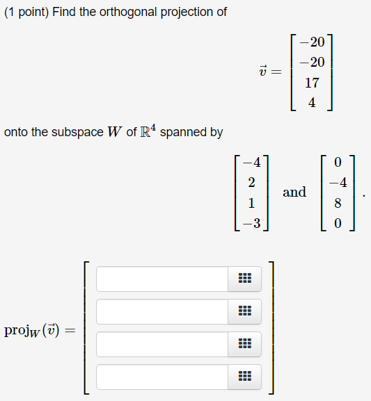 Find the orthogonal projection | Chegg.com