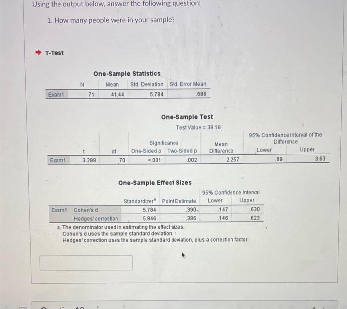 Solved One-Sample Statistics One-Sample Test Test Value | Chegg.com