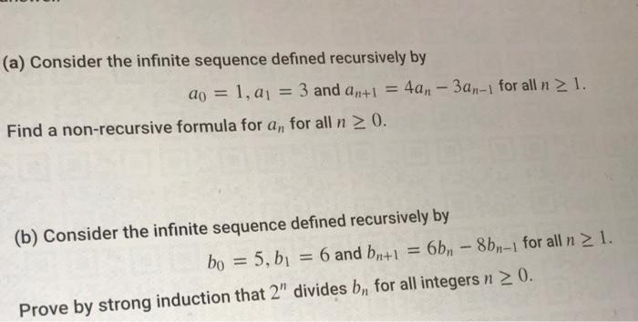 Solved (a) Consider the infinite sequence defined | Chegg.com