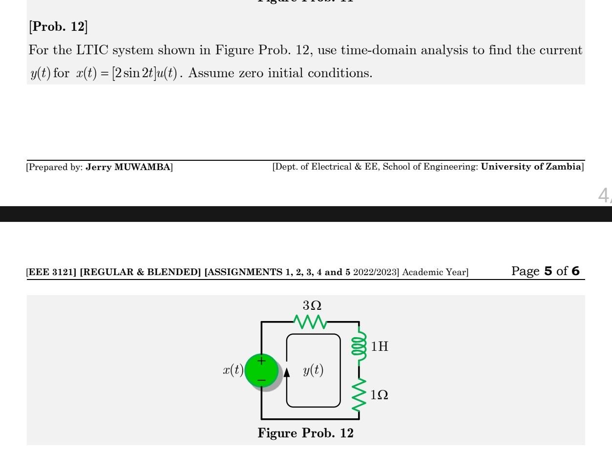 Solved [Prob. 12] For the LTIC system shown in Figure Prob. | Chegg.com