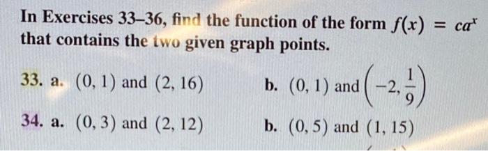 Solved In Exercises 33-36, find the function of the form | Chegg.com