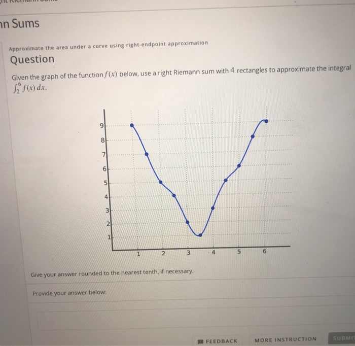Solved n Sums Approximate the area under a curve using | Chegg.com