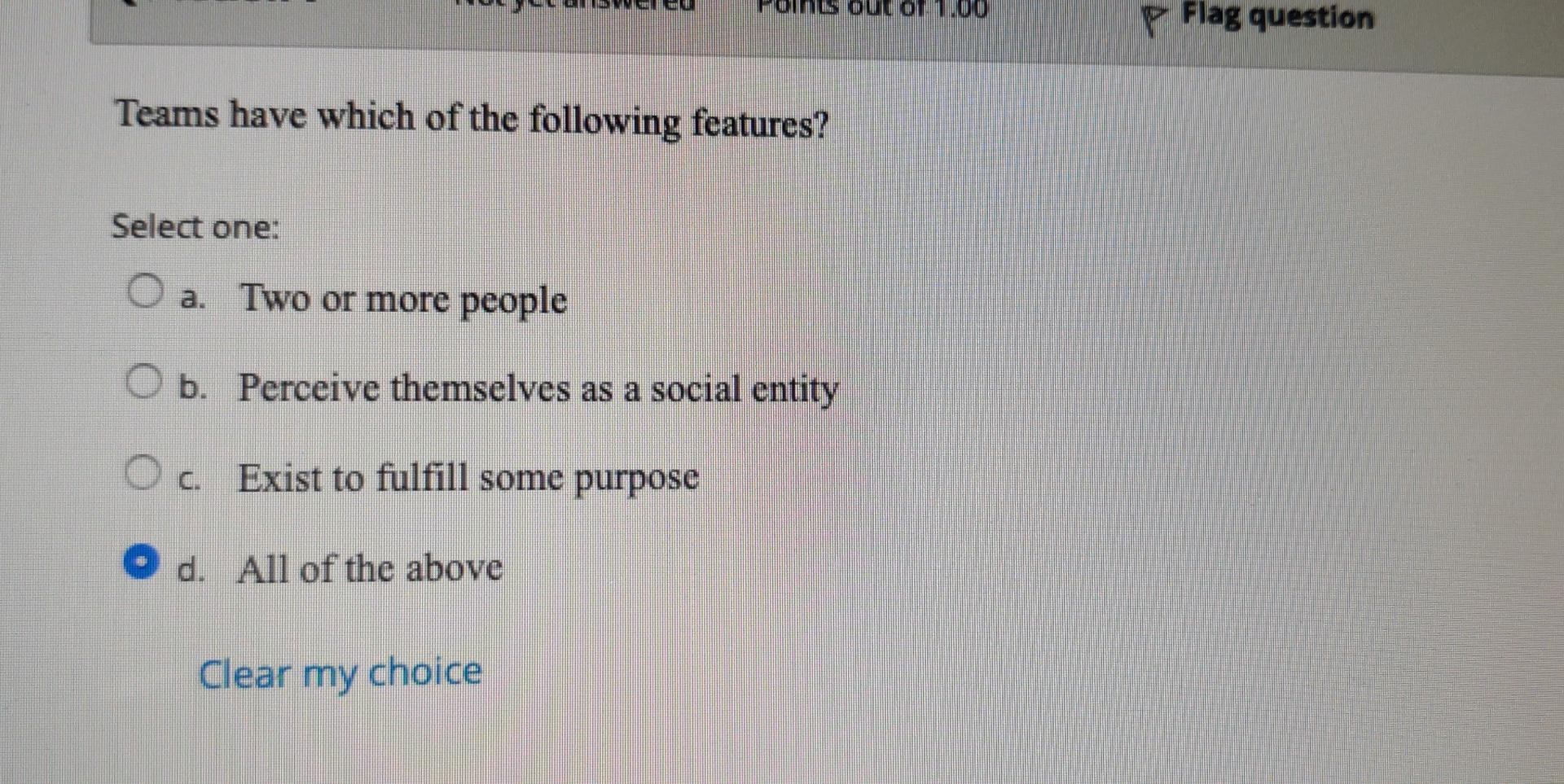 Solved QUOT.00 Flag question Teams have which of the | Chegg.com