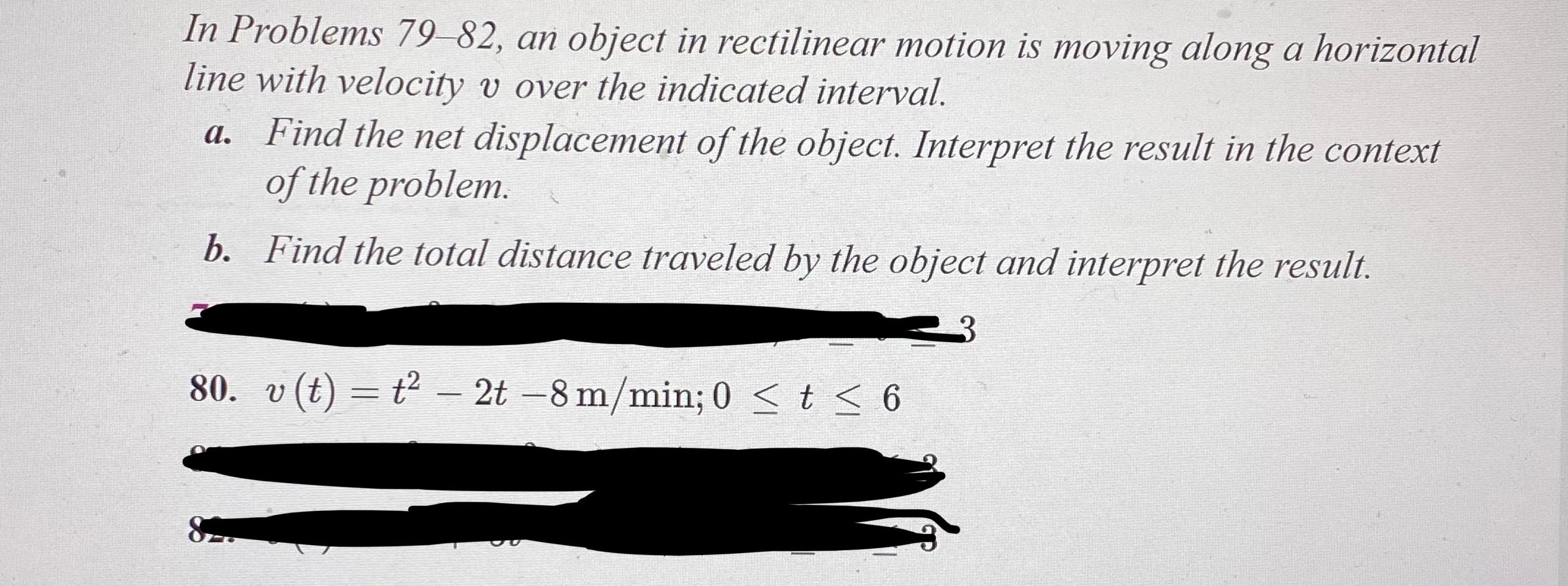 Solved In Problems 79 82 ﻿an Object In Rectilinear Motion