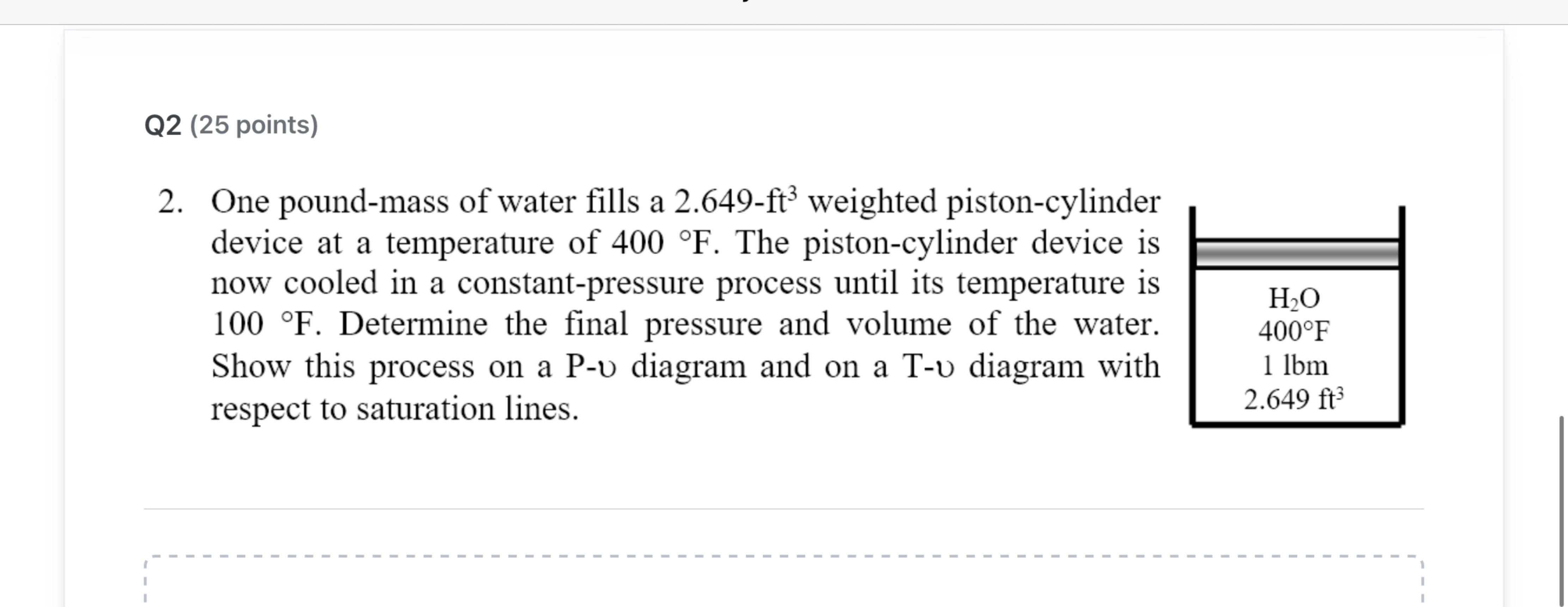 Solved Q2 (25 ﻿points)One pound-mass of water fills a | Chegg.com