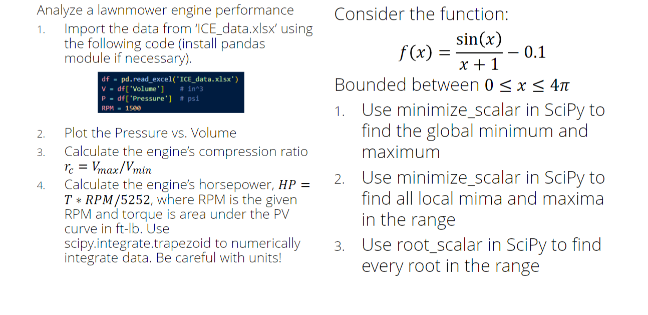 Solved Analyze a lawnmower engine performance Consider the | Chegg.com