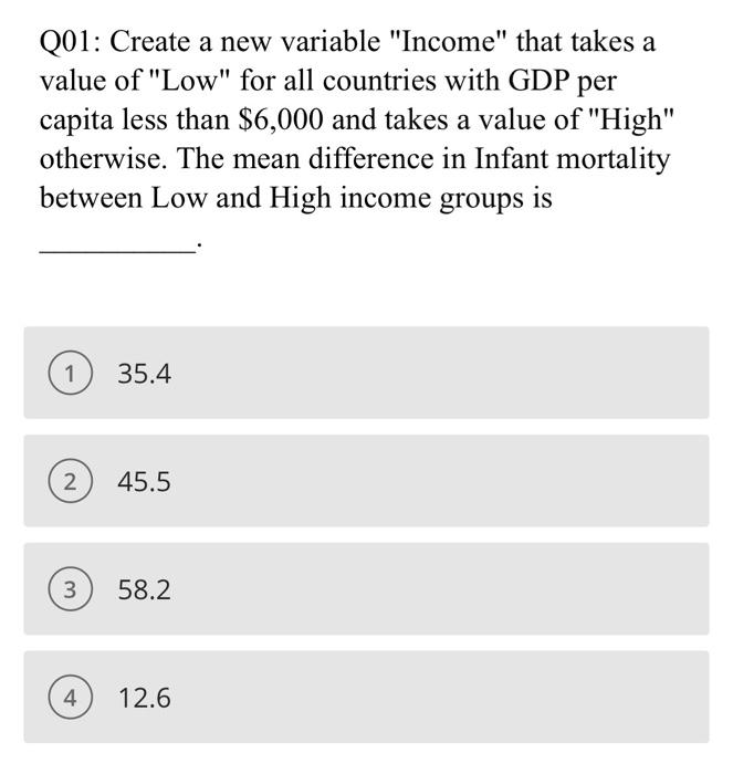 001: Create a new variable "Income" that takes a | Chegg.com