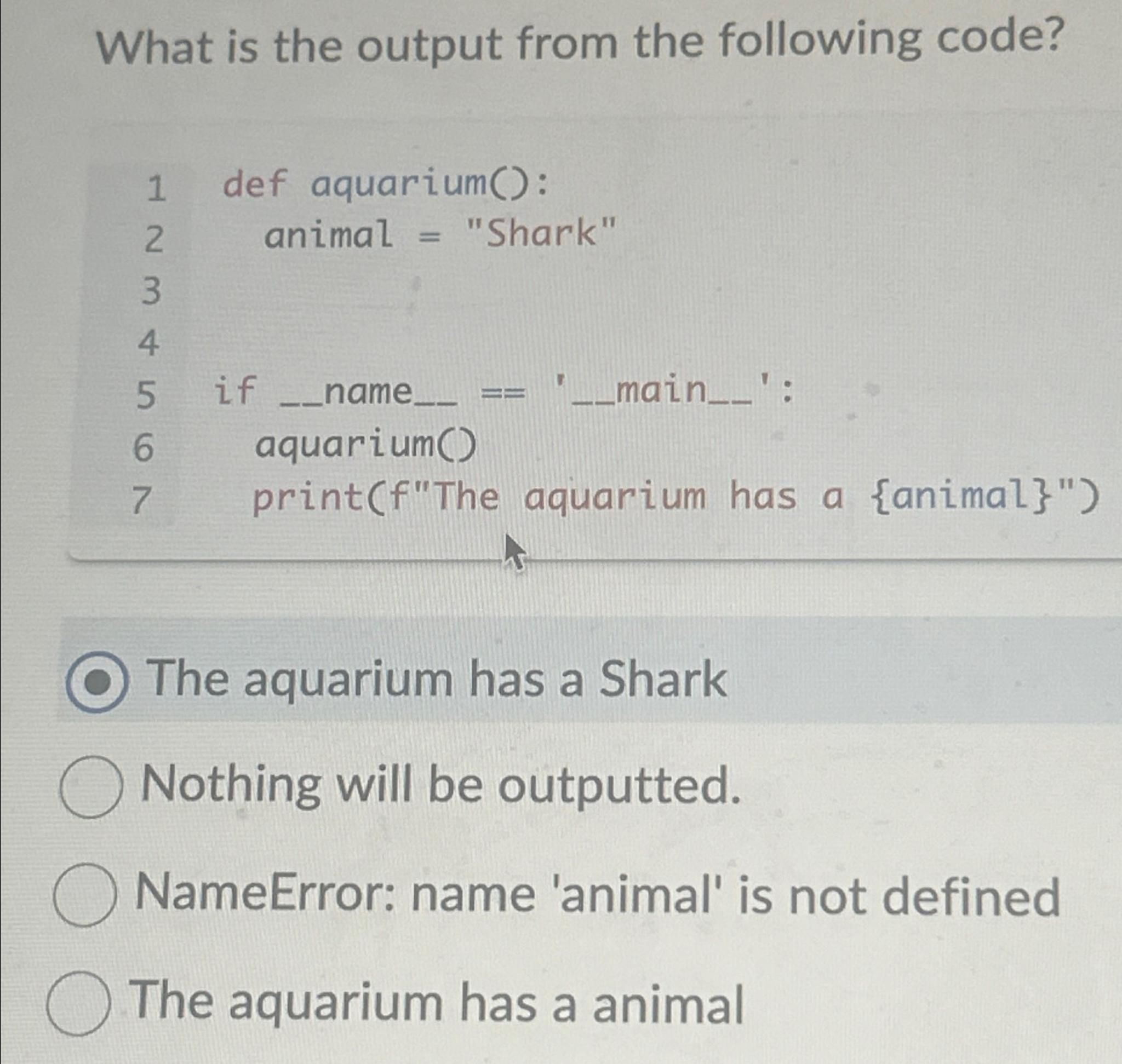 Solved What is the output from the following code?def | Chegg.com