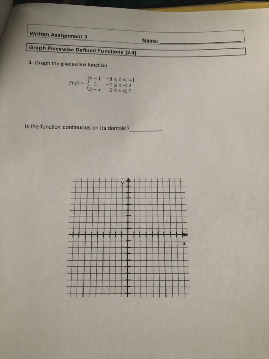 Solved Written Assignment 3 Name: Graph Piecewise Defined | Chegg.com