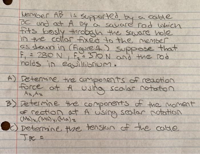 Solved Figure 2 m F F 1 m D B a cable Member AB is | Chegg.com