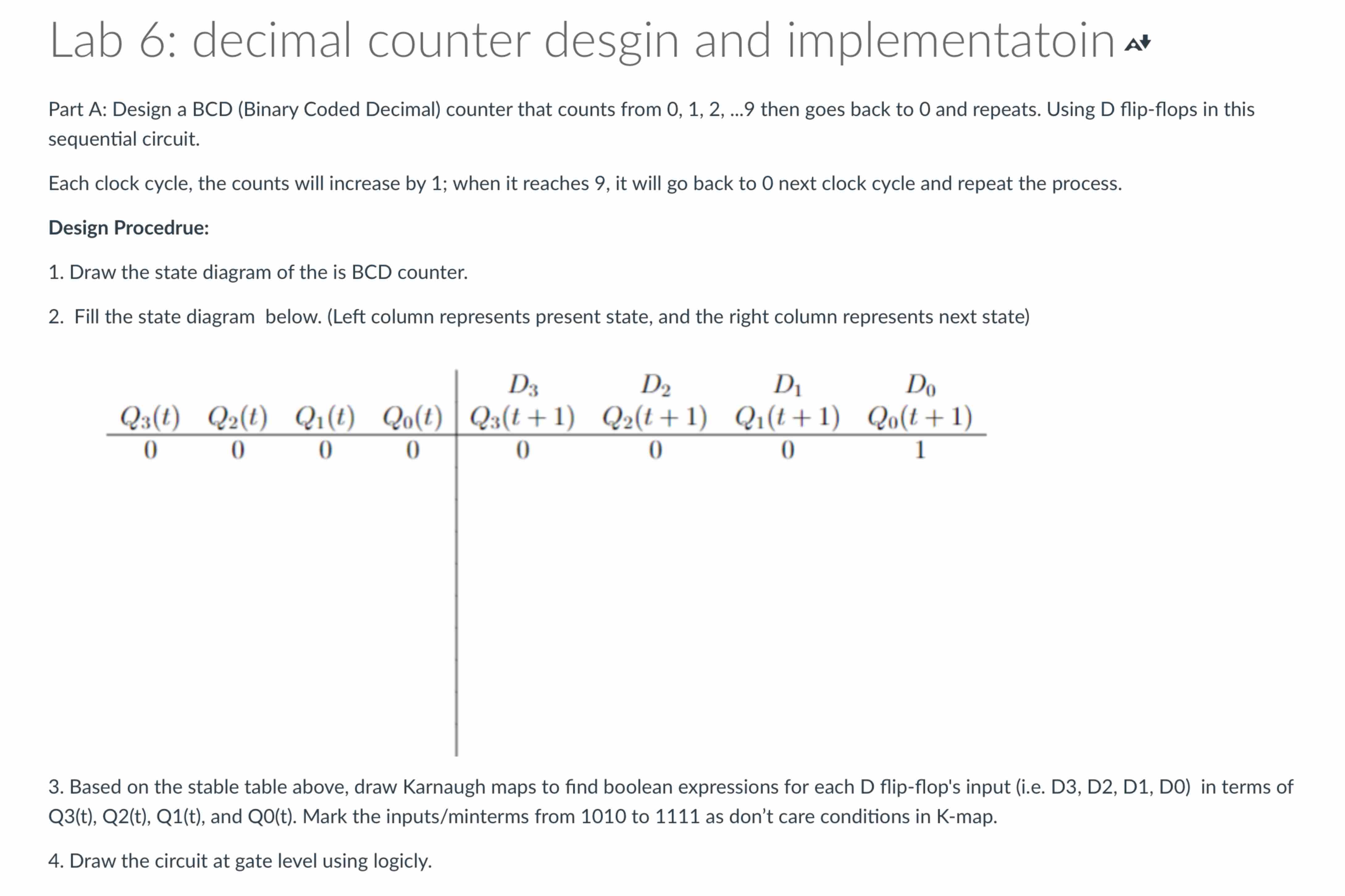 Solved (respond using logic.ly)Lab 6: decimal counter desgin | Chegg.com