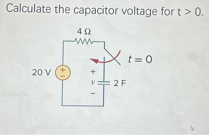 Solved Calculate the capacitor voltage for t>0. | Chegg.com