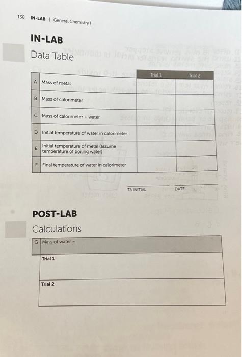 G. C−B H. F=D J. K L M. N.IN-LAB Data TableH Change | Chegg.com