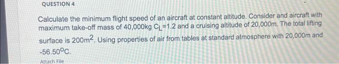 Solved Calculate the minimum flight speed of an aircraft at | Chegg.com