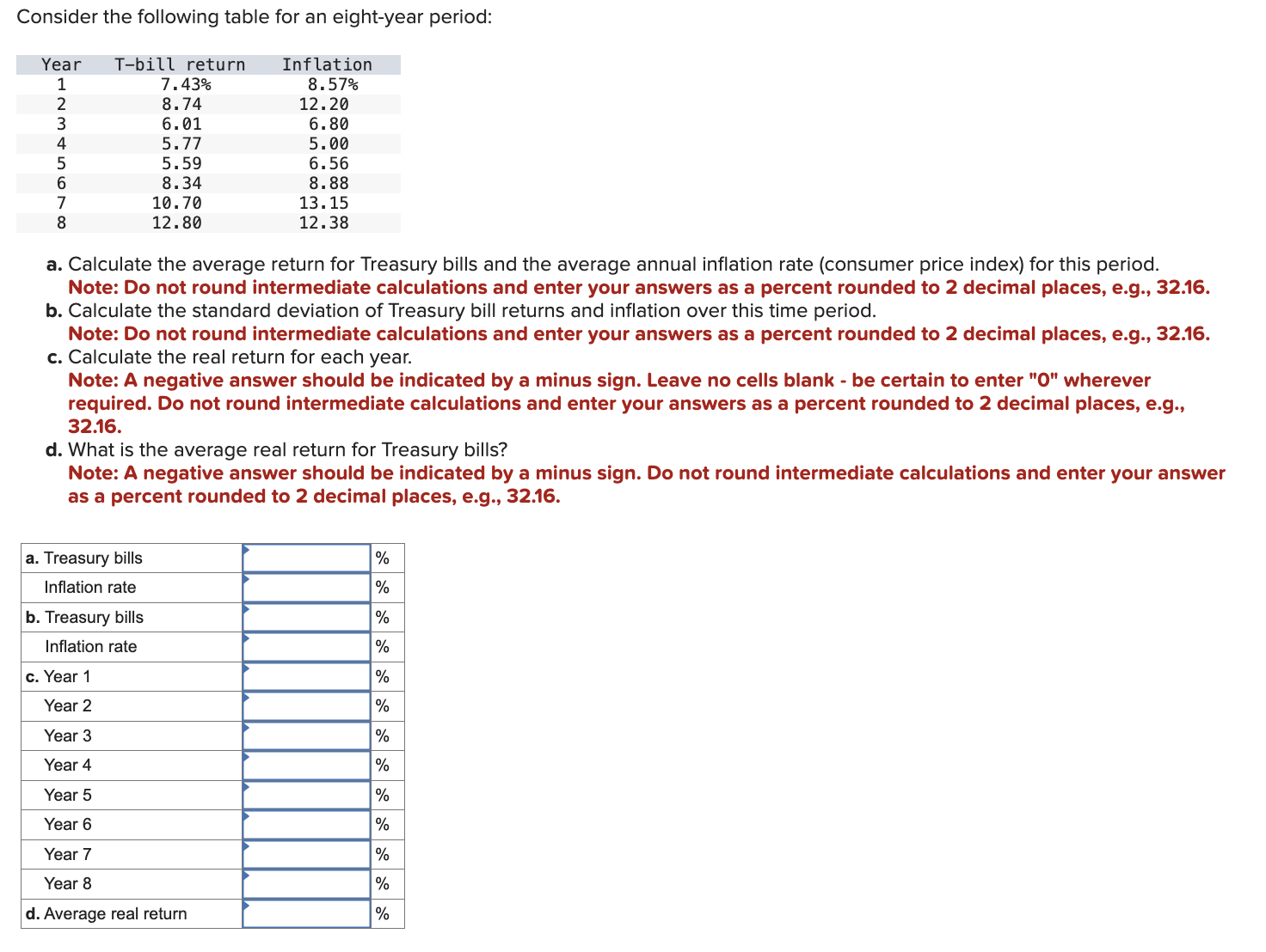 Solved Consider the following table for an eight-year | Chegg.com