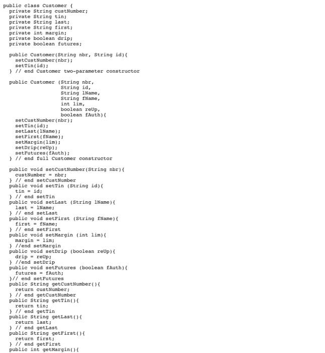 Solved How do I modify my existing class (Customer.java) to | Chegg.com