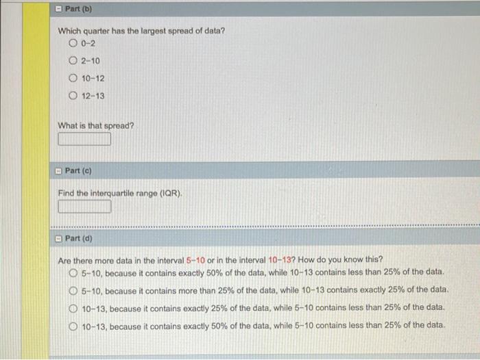 Solved Consider the following box plot. 0 2 Part (a) Which | Chegg.com