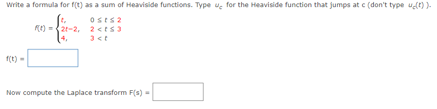 Solved Write a formula for f(t) ﻿as a sum of Heaviside | Chegg.com