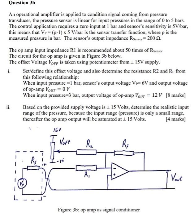 Solved An operational amplifier is applied to condition | Chegg.com