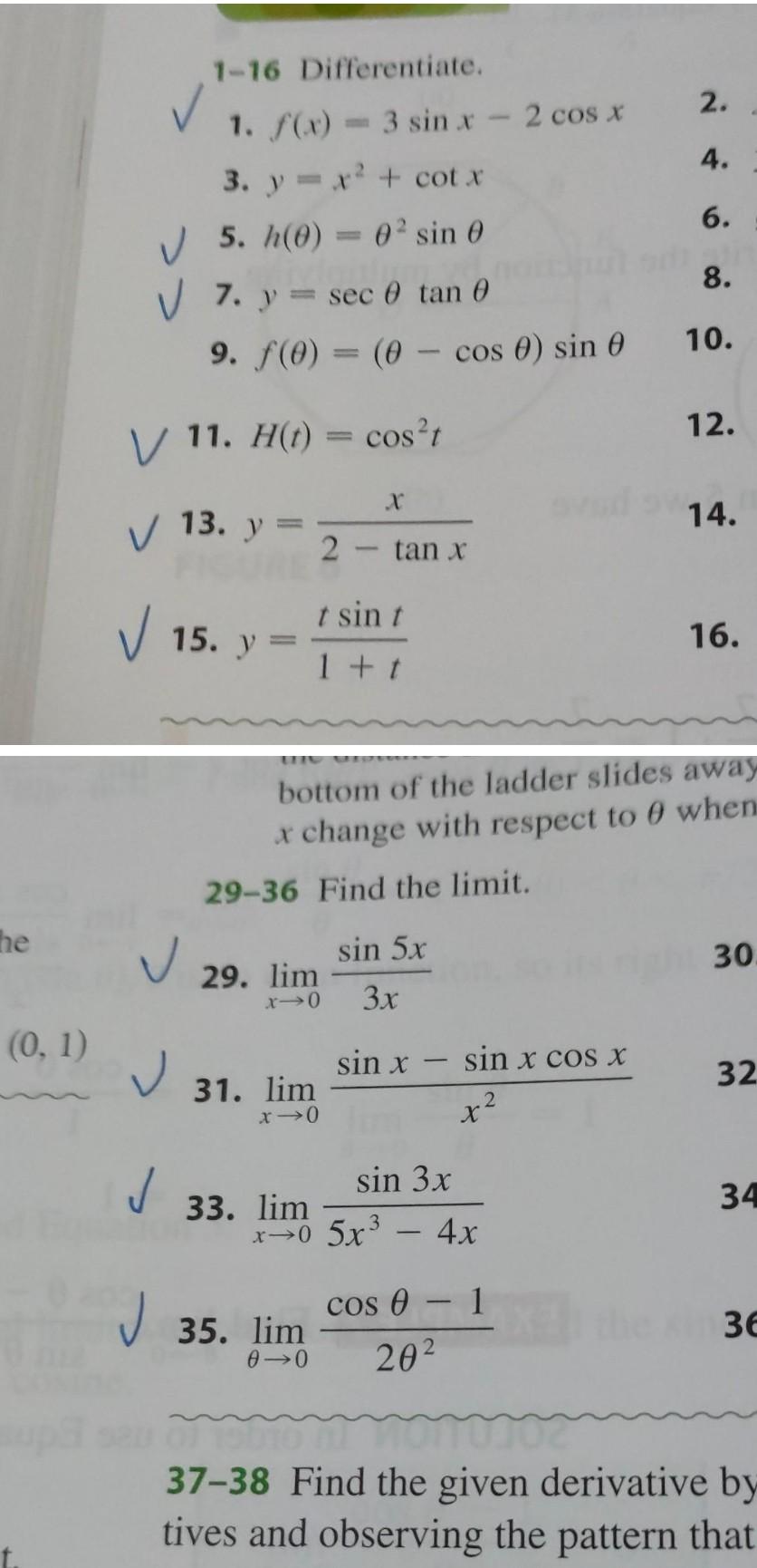 Solved 1-16 Differentiate. 1. f(x)=3sinx−2cosx 3. y=x2+cotx | Chegg.com