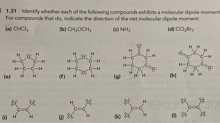 Solved 1.31 Identify whether each of the following compounds | Chegg.com