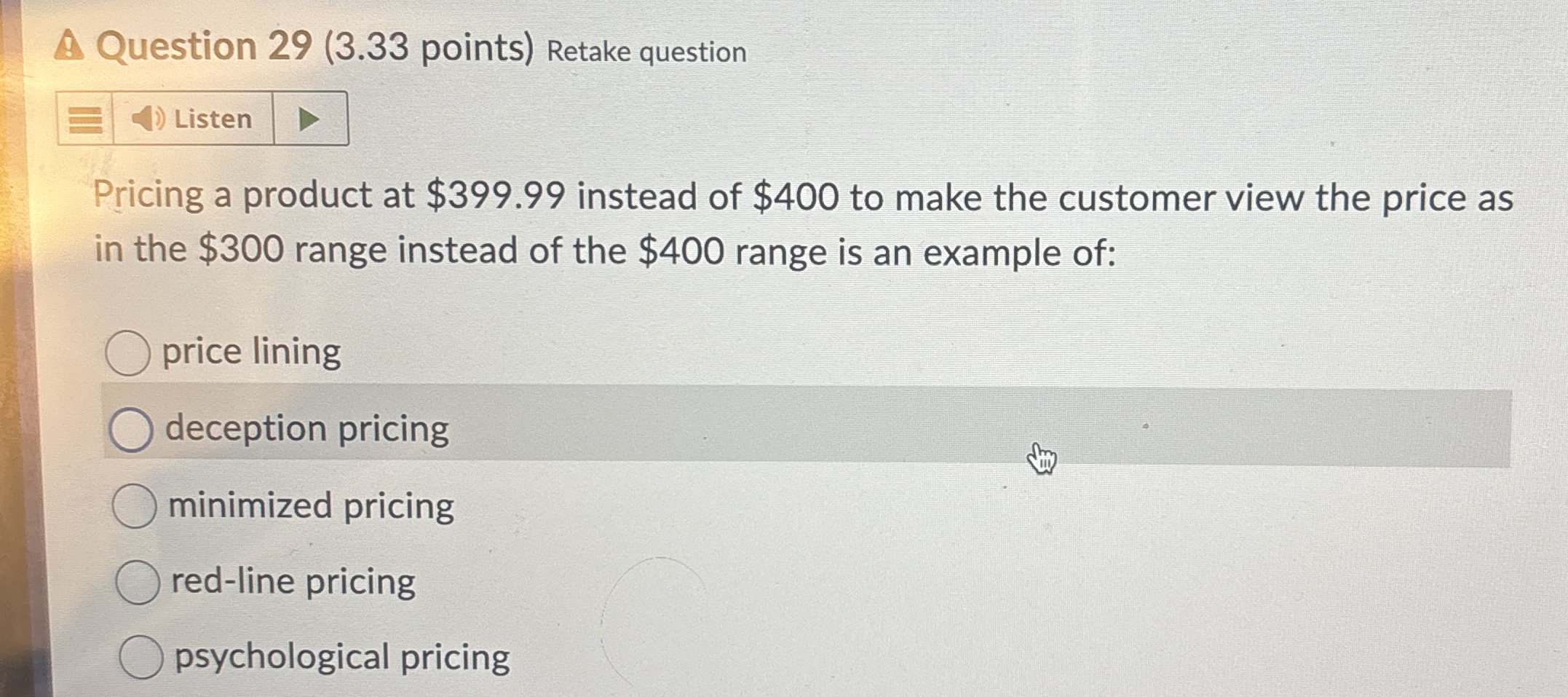 Solved Question 29 (3.33 ﻿points) ﻿Retake | Chegg.com