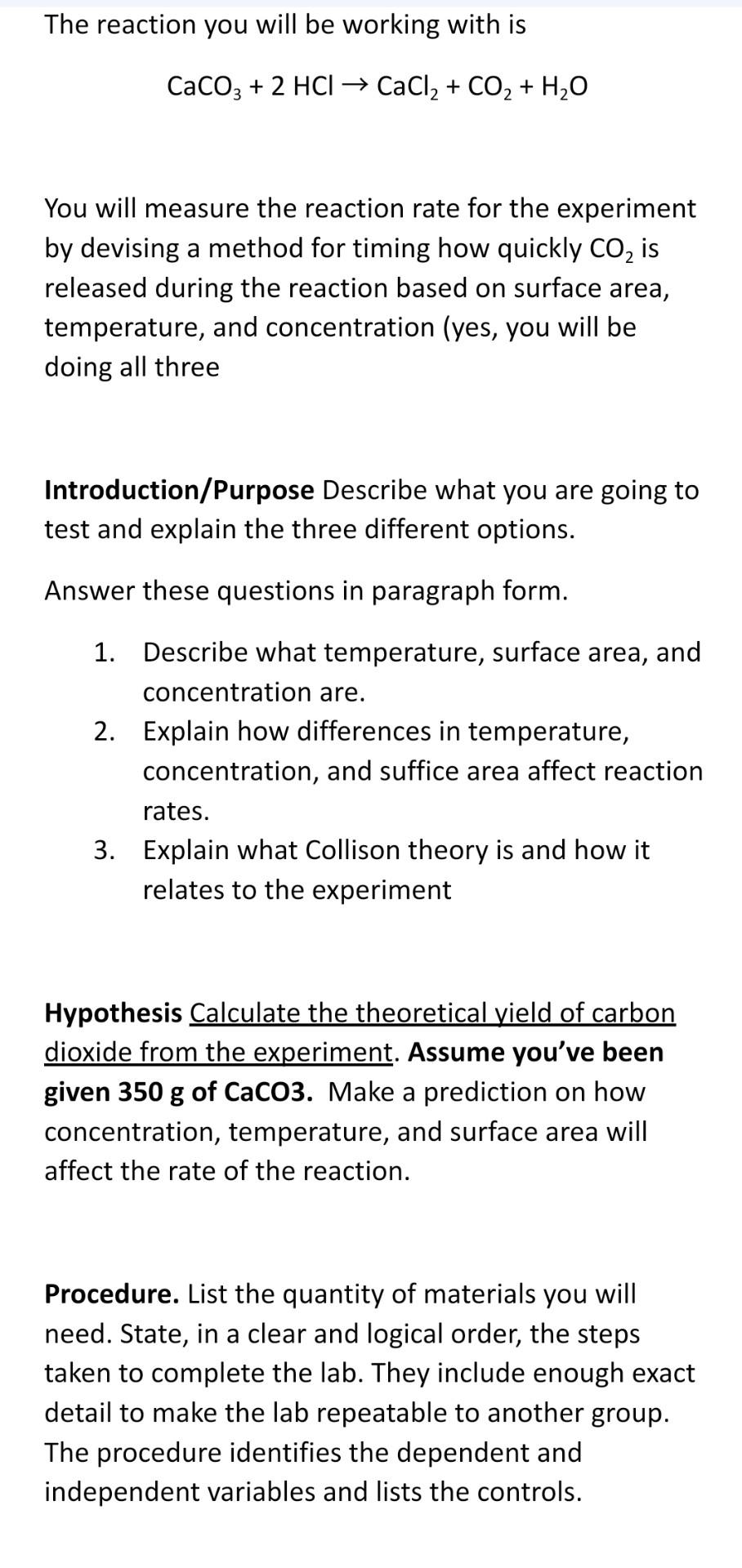 Solved Lab - Design Your Own - Reaction Rates You know how | Chegg.com
