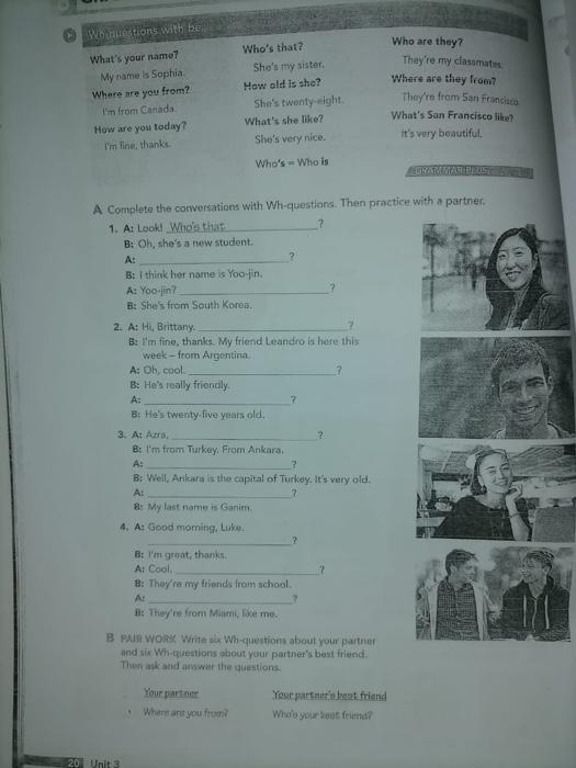 Solved Westions with be What's your name? My name is Sophia | Chegg.com