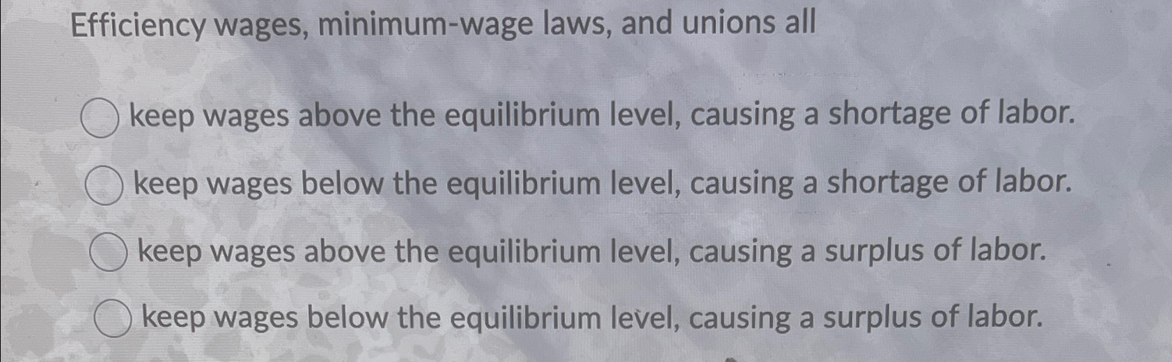 Solved Efficiency wages, minimum-wage laws, and unions | Chegg.com