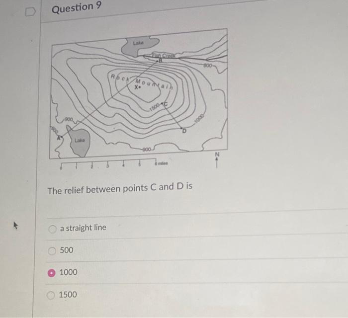 Solved The relief between points C and D is a straight line | Chegg.com