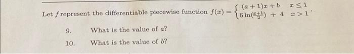 Solved Let f represent the differentiable piecewise function | Chegg.com