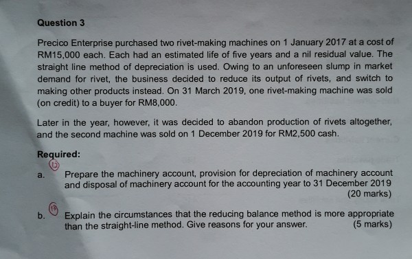 Solved A) Prepare the machinery account, provision for | Chegg.com