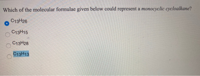Solved Which of the molecular formulae given below could | Chegg.com
