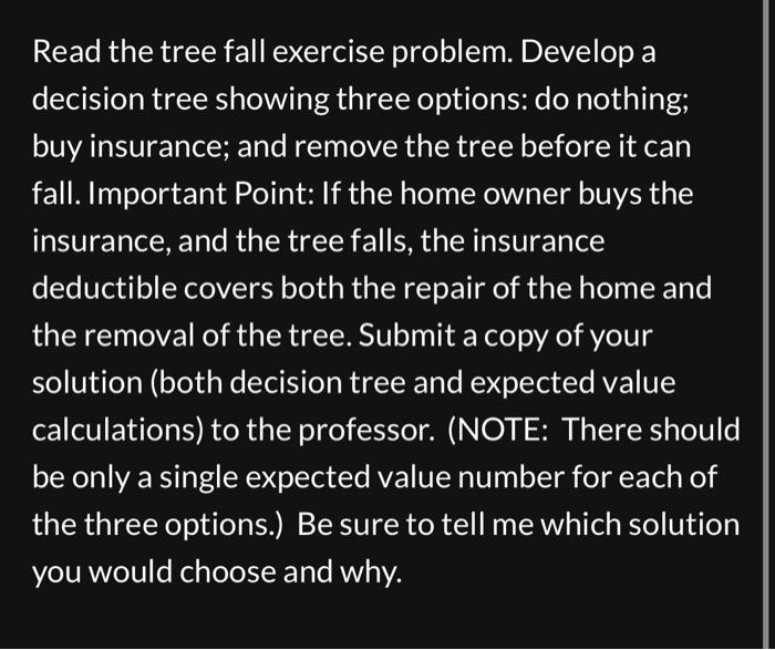 Read the tree fall exercise problem. Develop a | Chegg.com