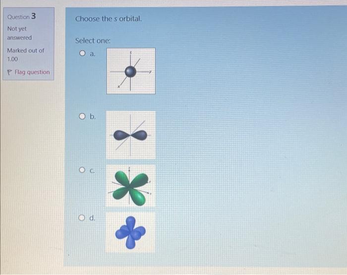 Solved Choose the 5 orbital. Select one: a. b. | Chegg.com
