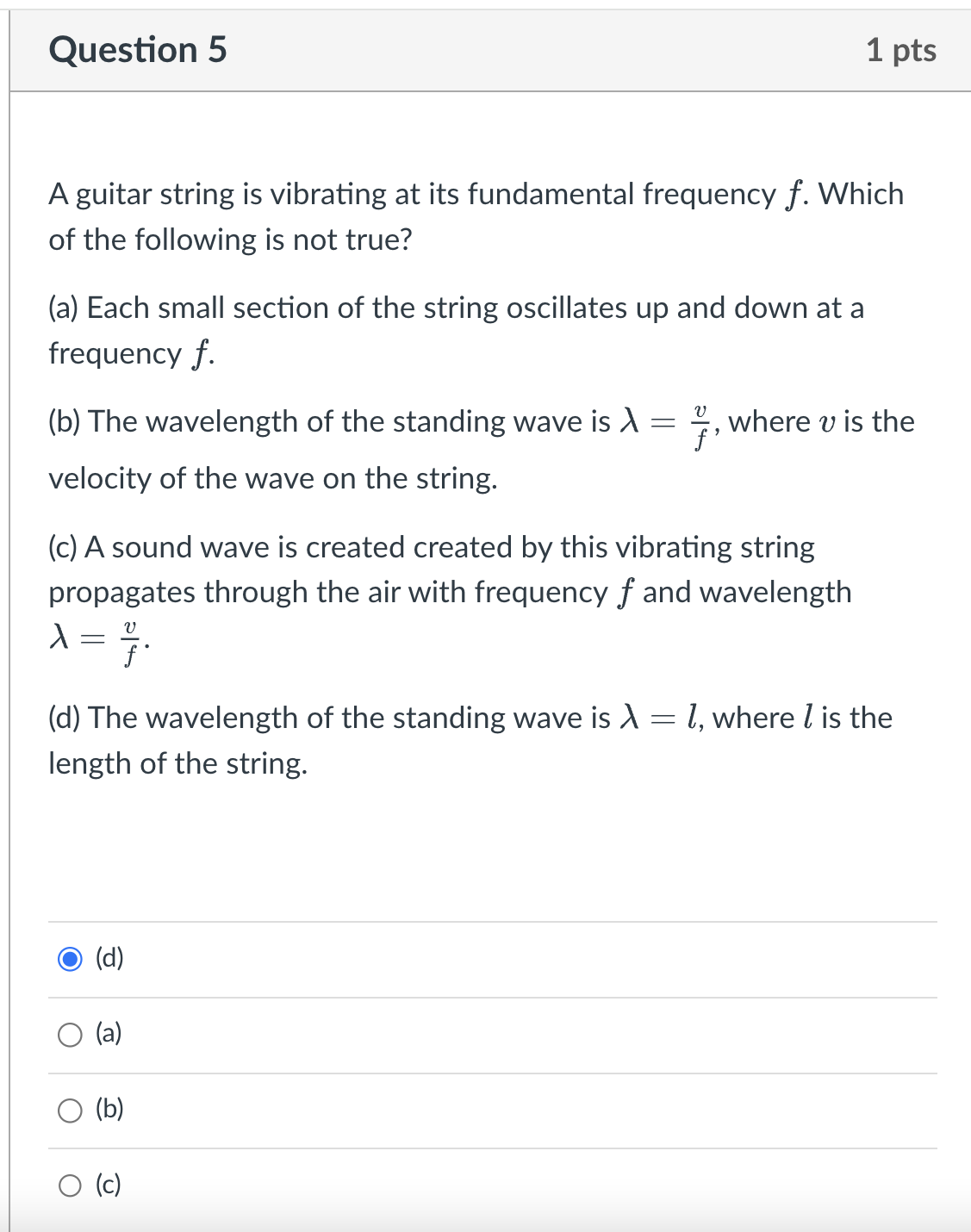 Solved Question 5A guitar string is vibrating at its | Chegg.com