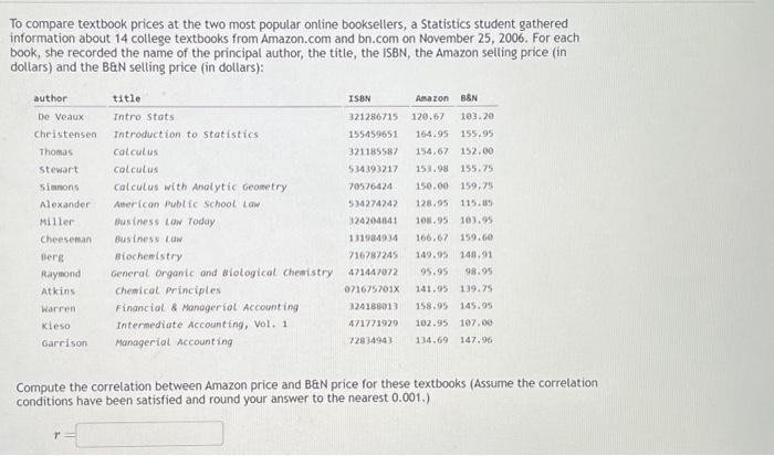 Solved To compare textbook prices at the two most popular | Chegg.com
