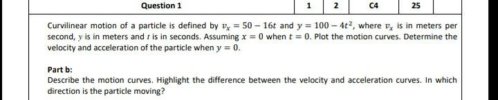 Solved Curvilinear motion of a particle is defined by 𝑣𝑥 = | Chegg.com