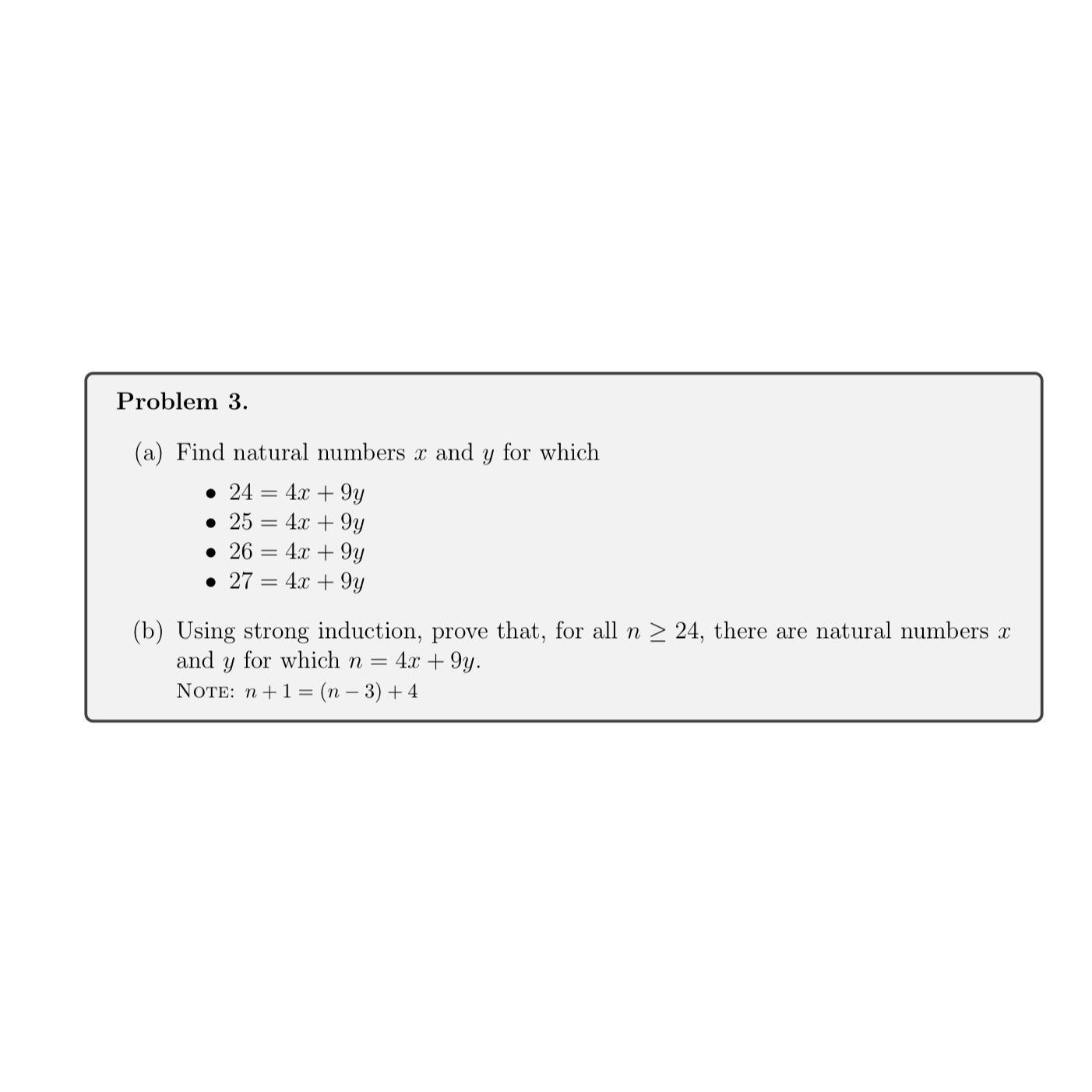 Solved Problem 3.(a) ﻿Find natural numbers x ﻿and y ﻿for | Chegg.com