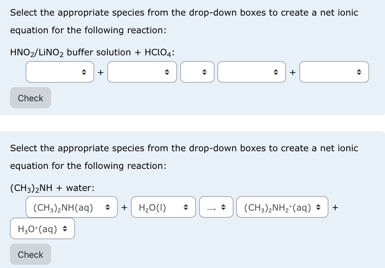 Solved Select the appropriate species from the drop-down | Chegg.com